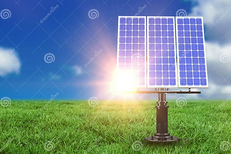 Digital Composite of 3d Solar Panel Stock Photo - Image of conservation ...