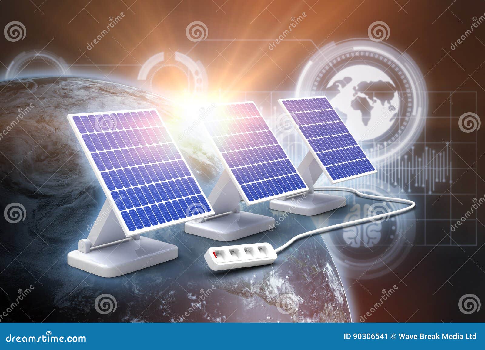 Digital Composite of 3d Solar Panel Stock Illustration - Illustration ...