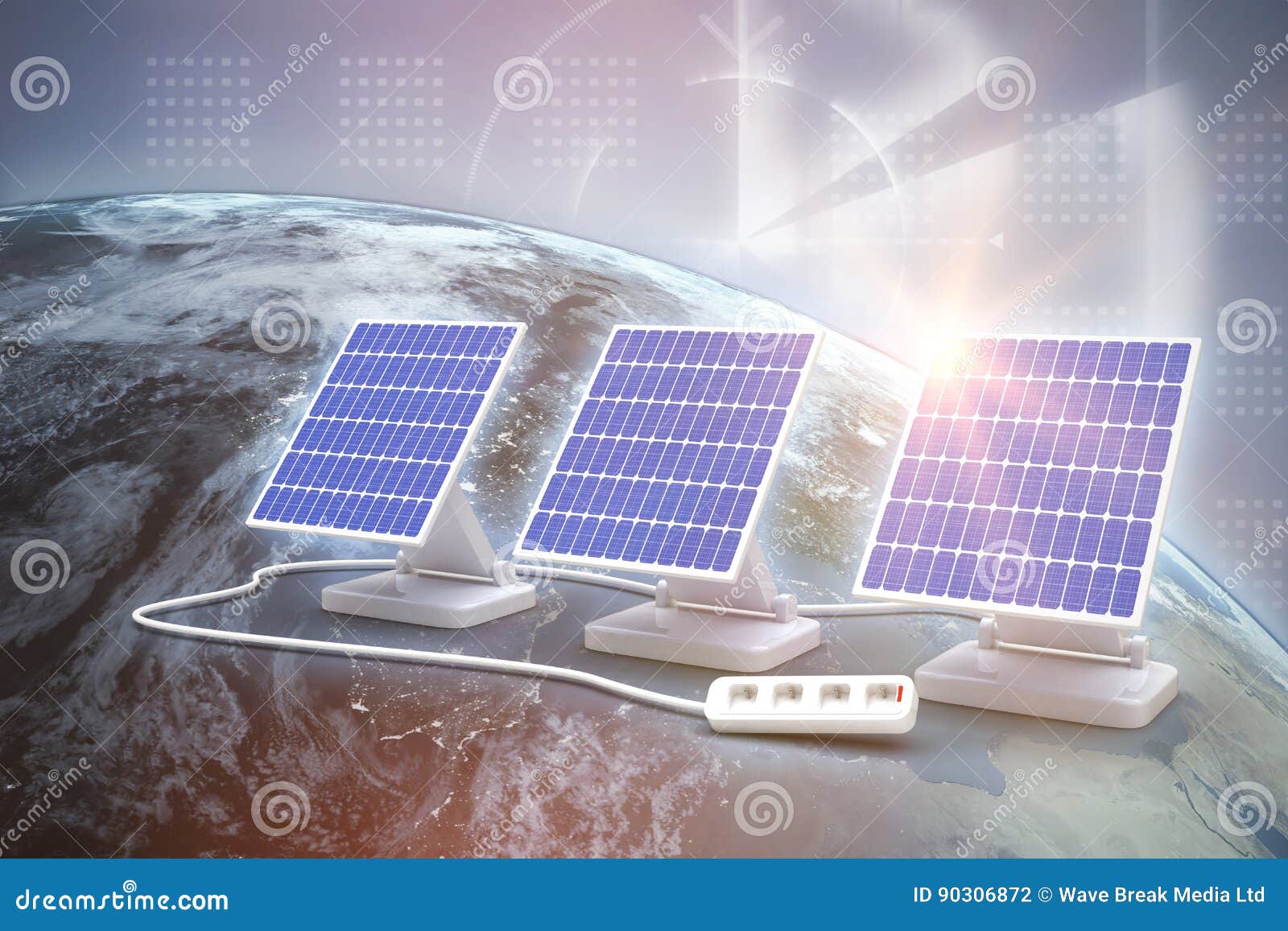 Digital Composite of 3d Solar Panel Stock Illustration - Illustration ...