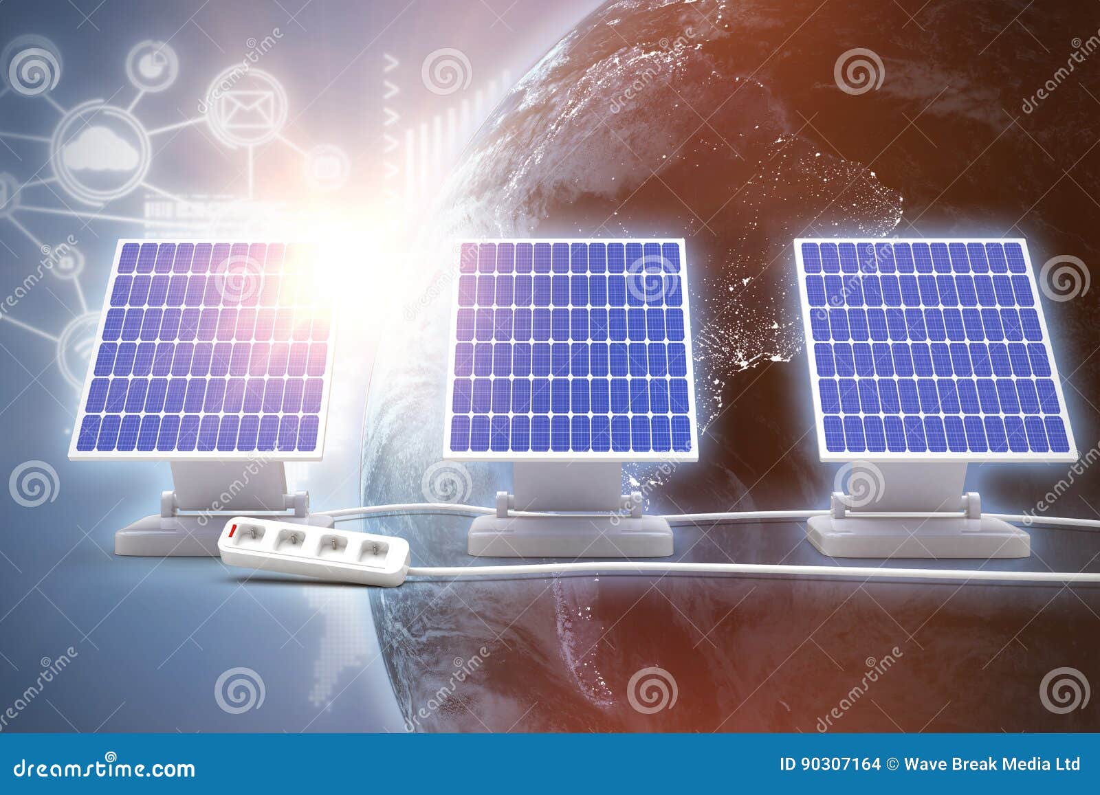 Digital Composite of 3d Solar Panel Stock Illustration - Illustration ...