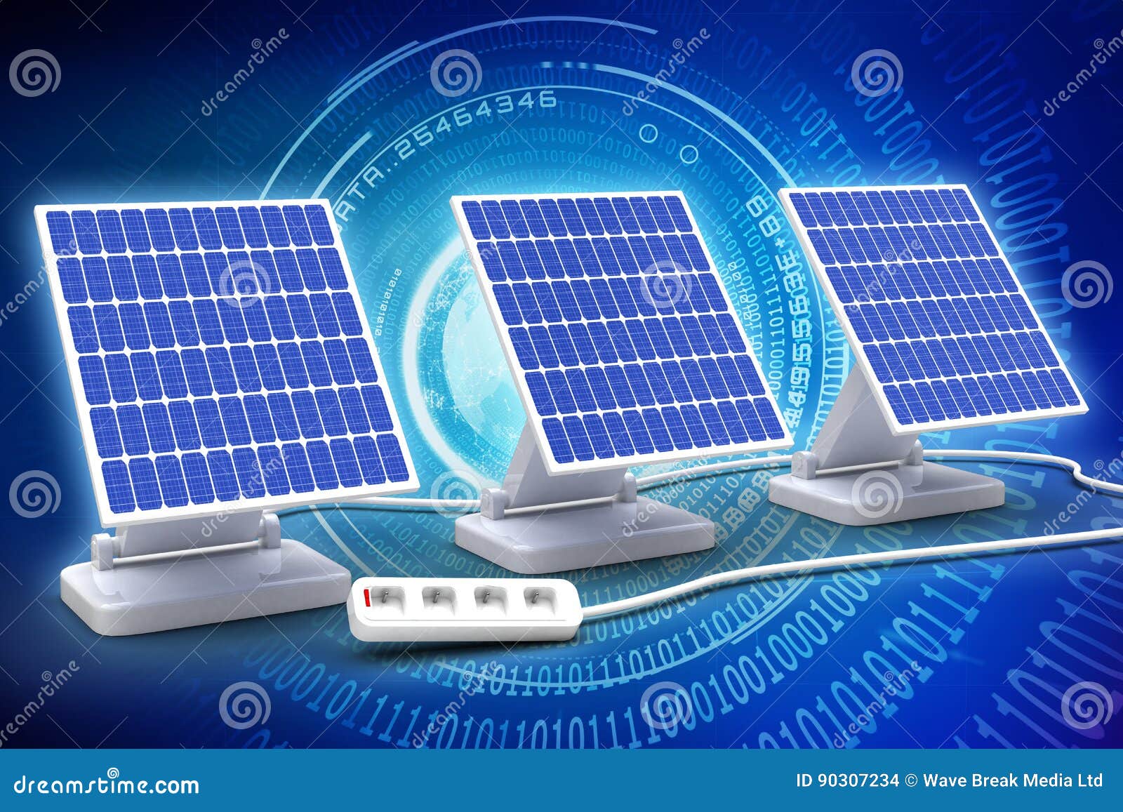 Digital Composite of 3d Solar Panel Stock Illustration - Illustration ...