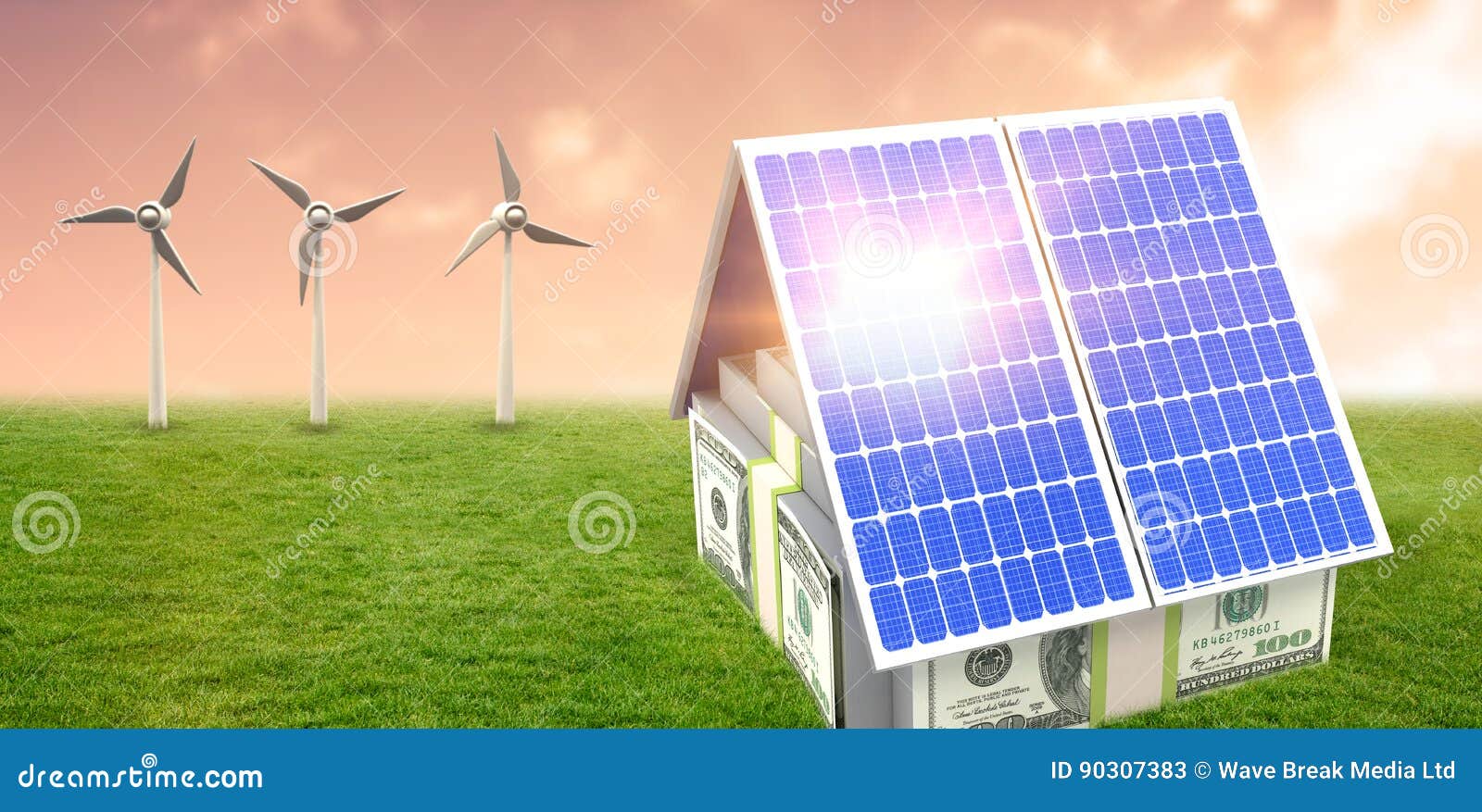 Digital Composite of 3d Solar Panel Stock Illustration - Illustration ...
