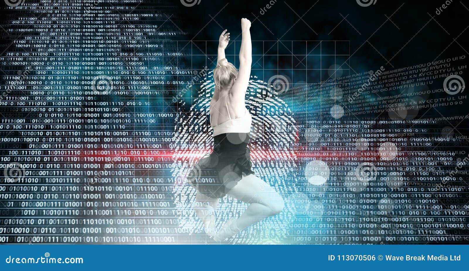 Dancer Dancing with Digital Technology Interface Stock Photo - Image of ...