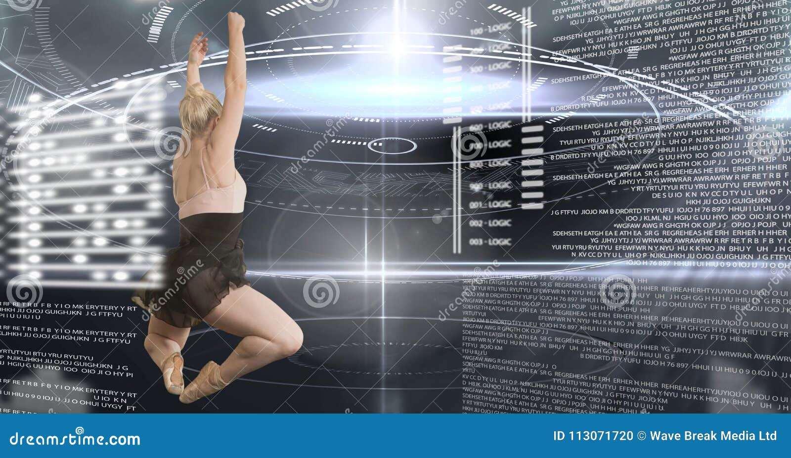 Dancer with Digital Technology Interface Stock Photo - Image of black ...