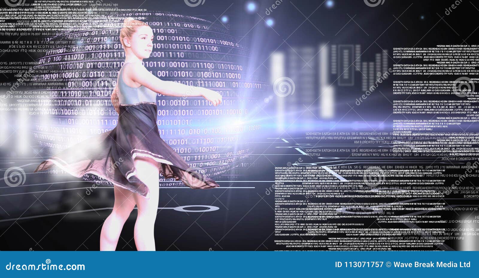 Dancer with Digital Technology Interface Stock Image - Image of effect ...