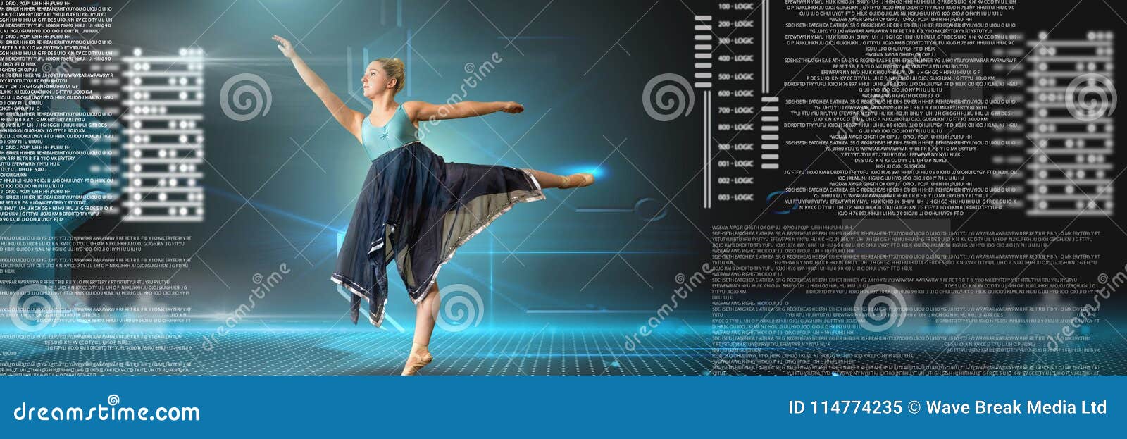 Dancer with Digital Technology Interface Stock Illustration ...
