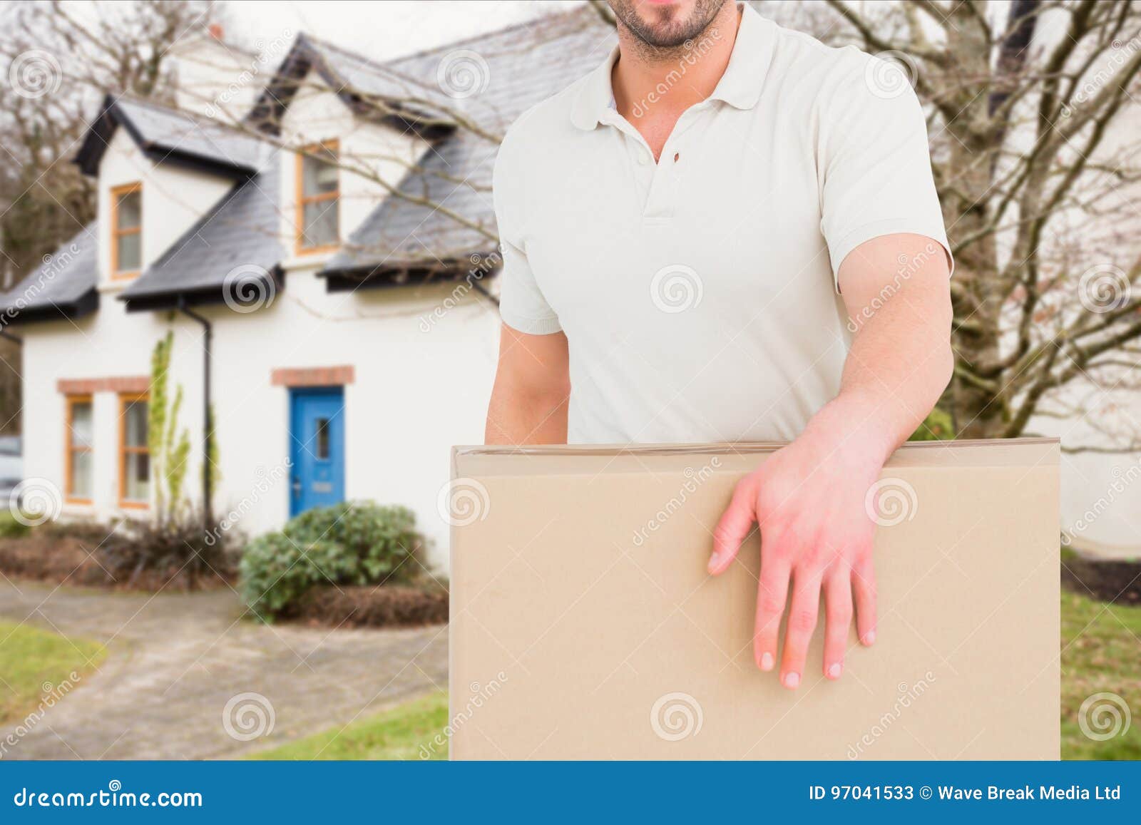 Delivery man with box stock image. Image of carrying - 97041533