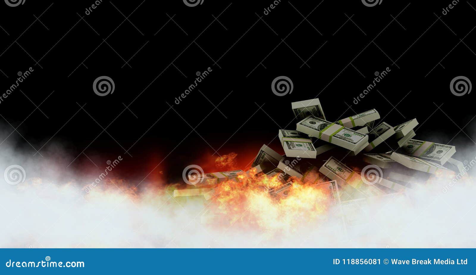 Dollar Money Notes Burning in Fire Stock Illustration - Illustration of ...
