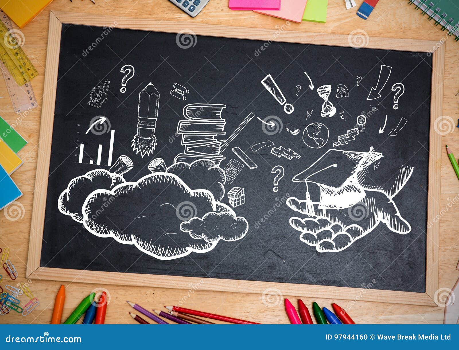 Education Drawings on Blackboard Stock Photo - Image of education ...