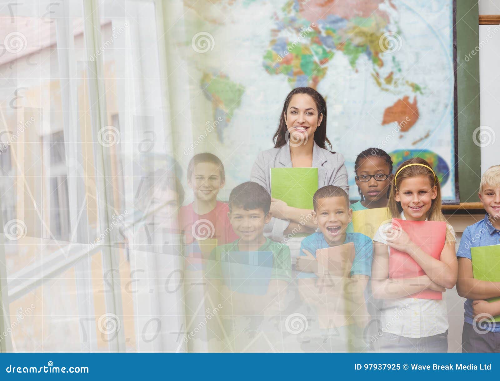 Elementary School Teacher with Class Stock Image - Image of computer ...
