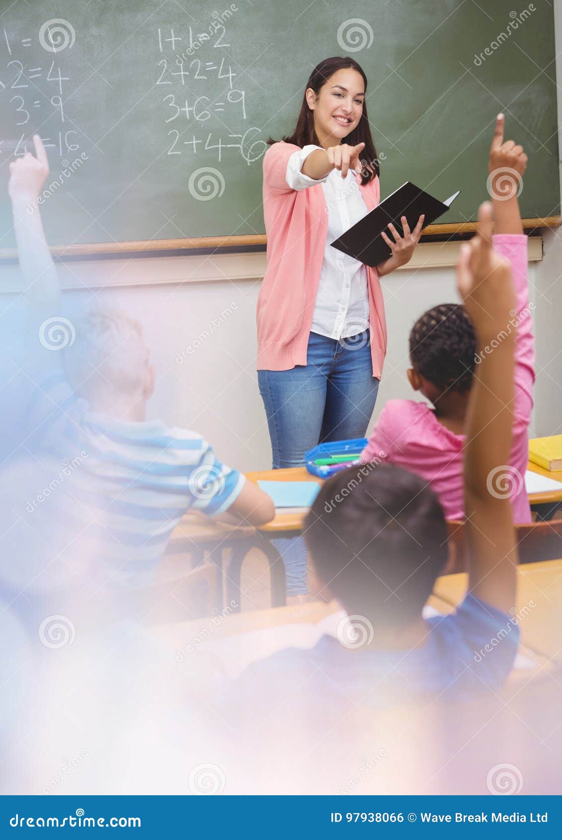Elementary School Teacher with Class Stock Photo - Image of blackboard ...