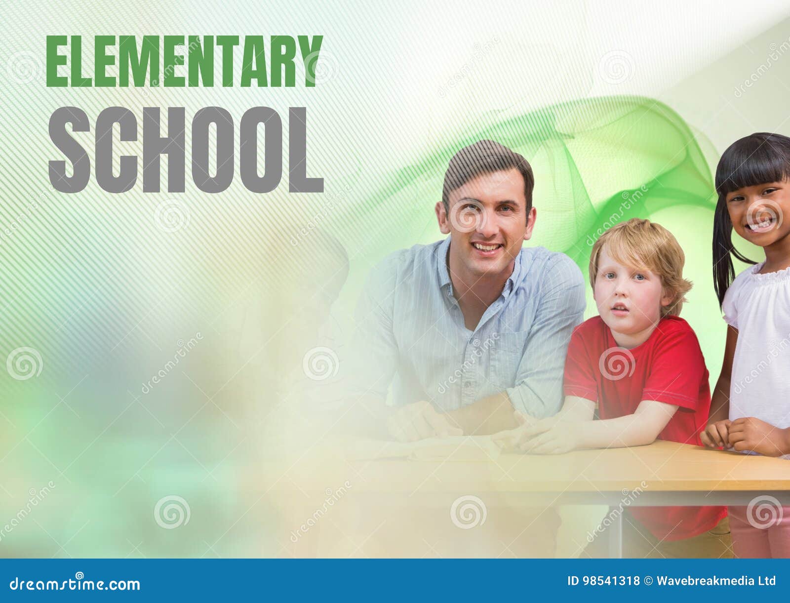 Elementary School Text and Teacher with Class Stock Photo - Image of ...