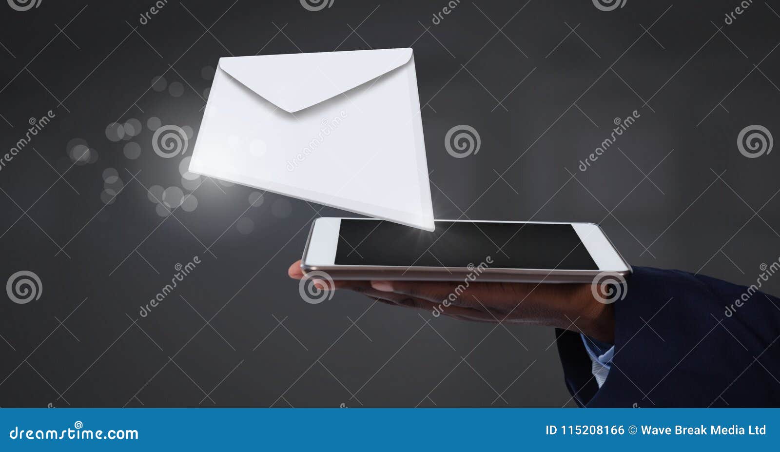 Envelope Letter Message and Man Using Tablet Stock Photo - Image of ...