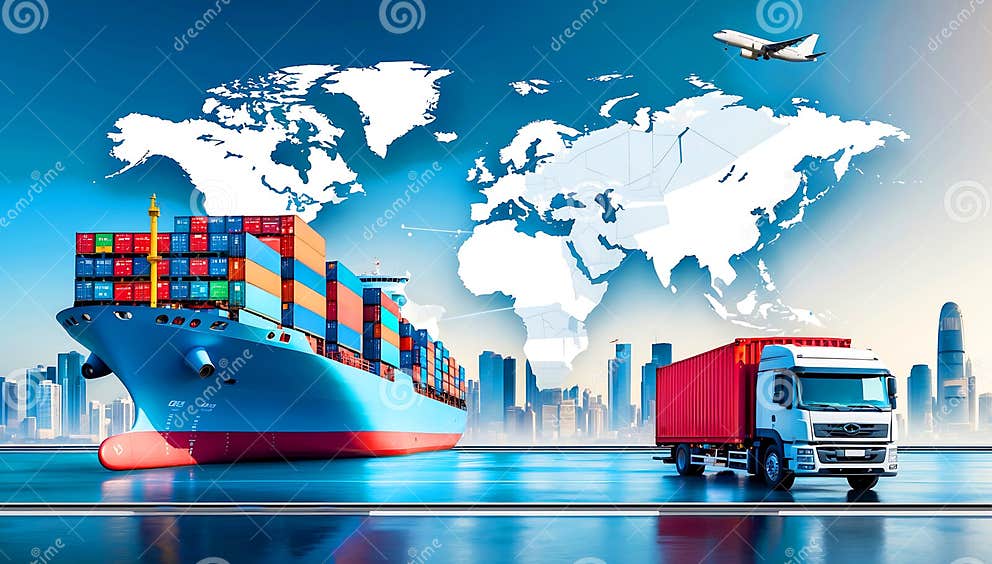 Digital Composite Featuring a Global Logistics Theme Stock Illustration ...