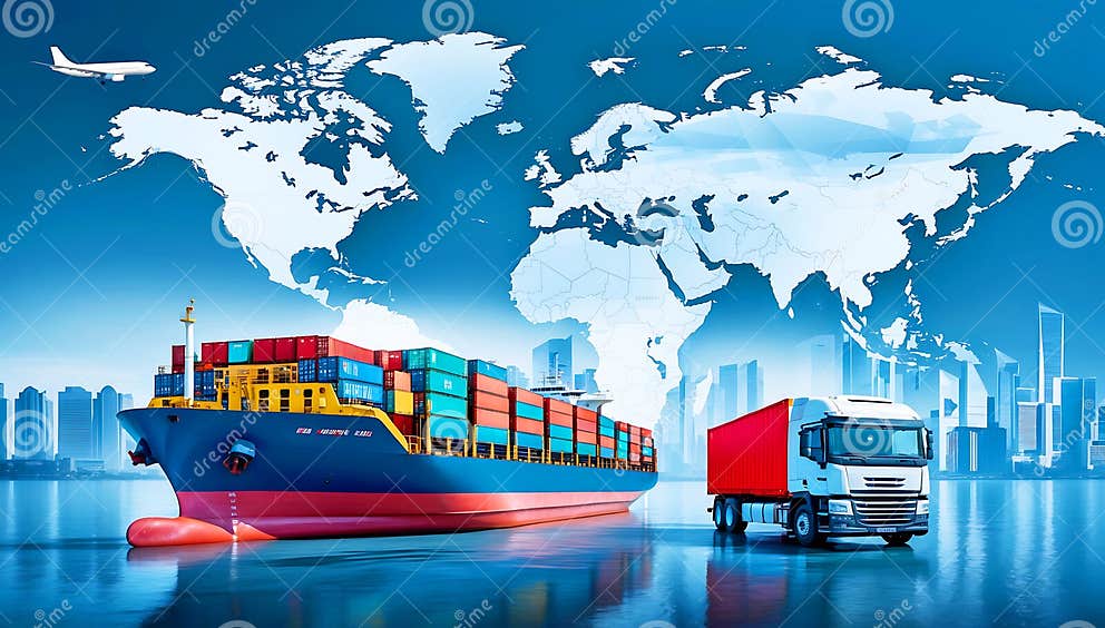 Digital Composite Featuring a Global Logistics Theme Stock Illustration ...