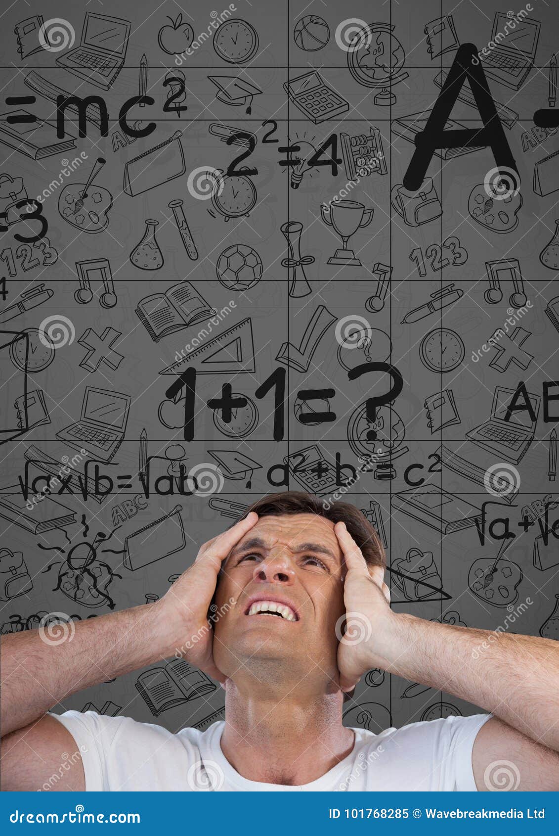 Frustrated Man with Math Background Stock Illustration - Illustration ...