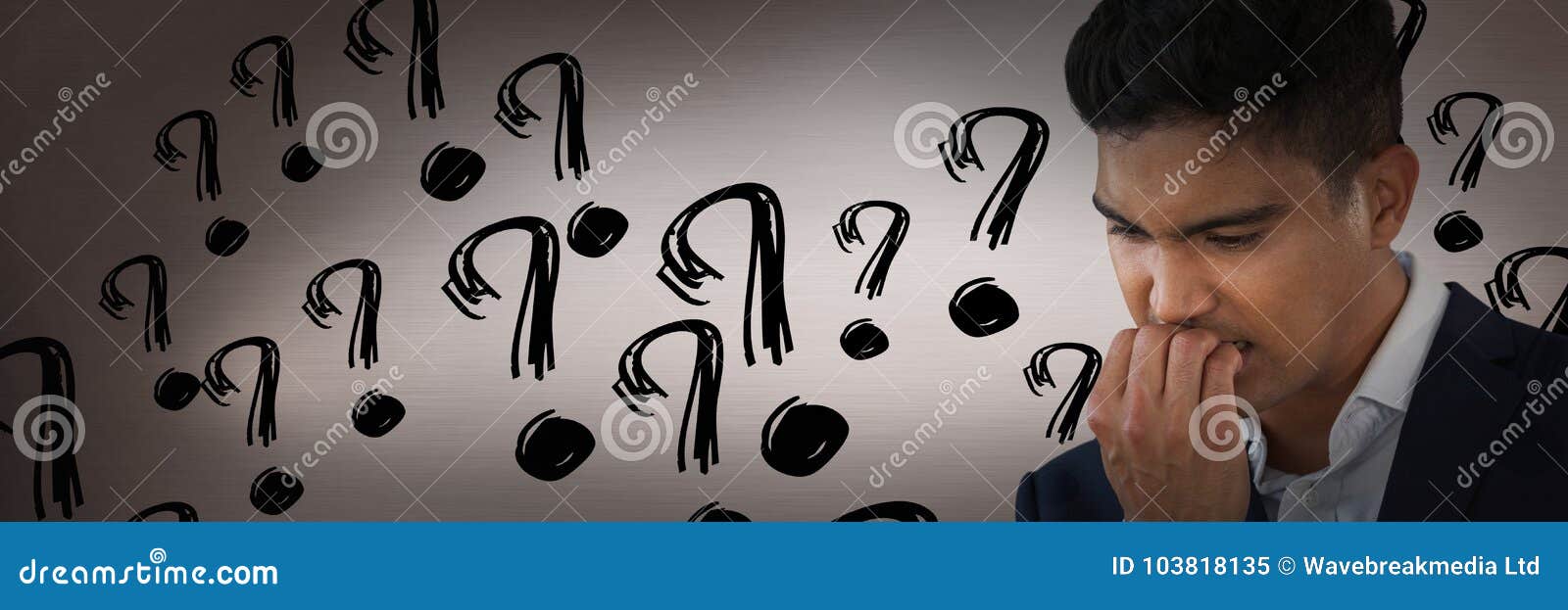 Frustrated Man with Question Marks Stock Image - Image of businessman ...
