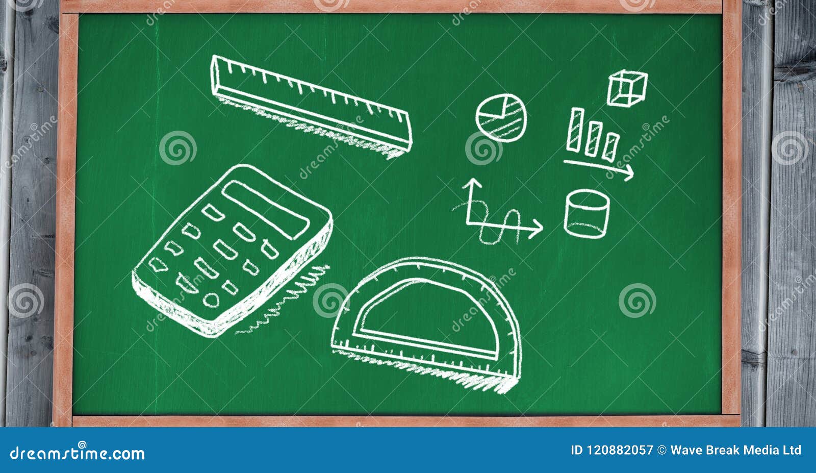 Geometry and Math Education Drawings on Blackboard for School Stock ...
