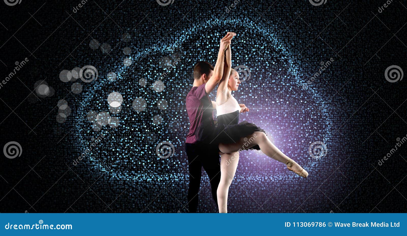 Glamorous Couple Dancing with Digital Cloud Glowing Stock Photo - Image ...