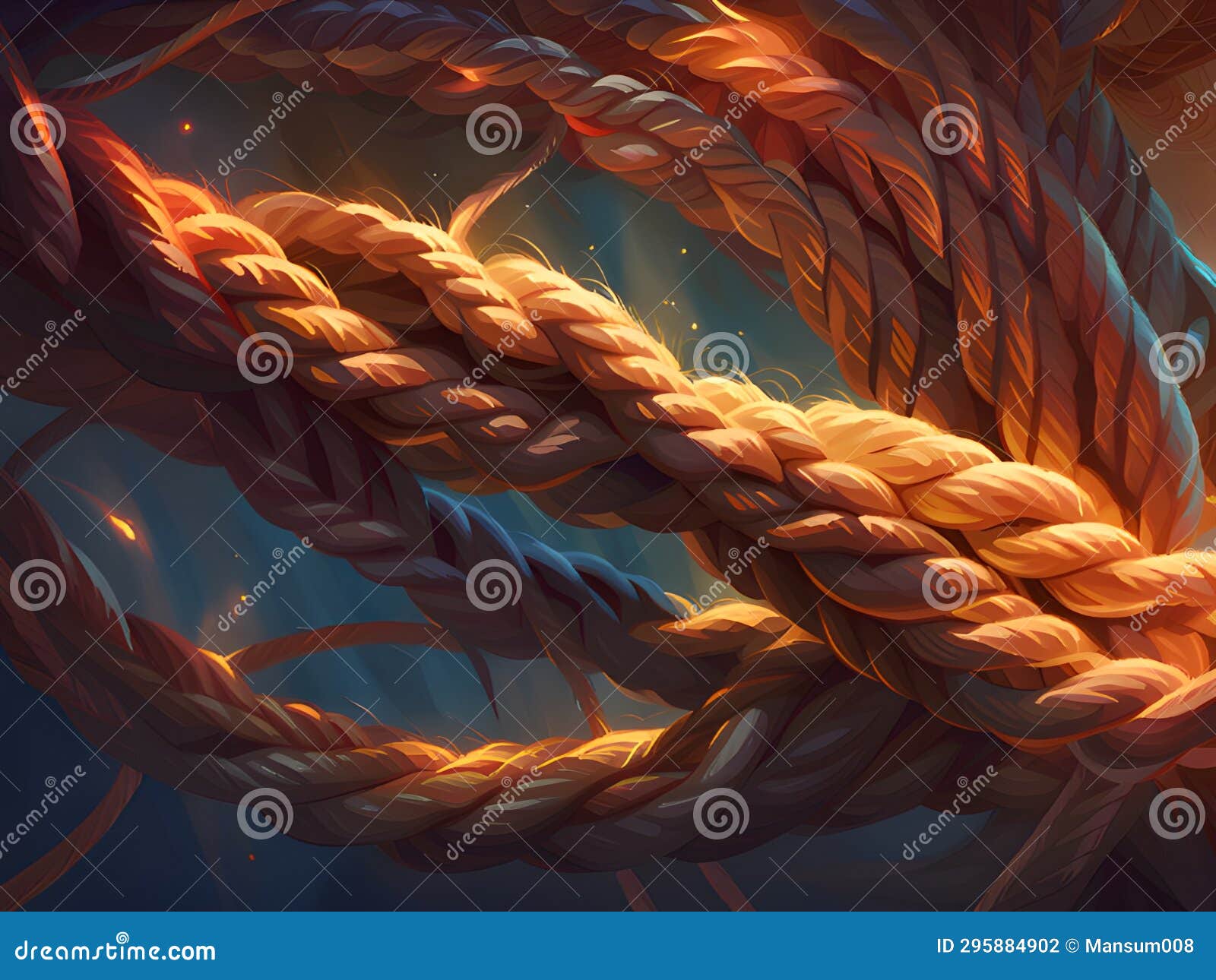 Digital Composite of Glowing Light Effect with Rope Stock Illustration ...