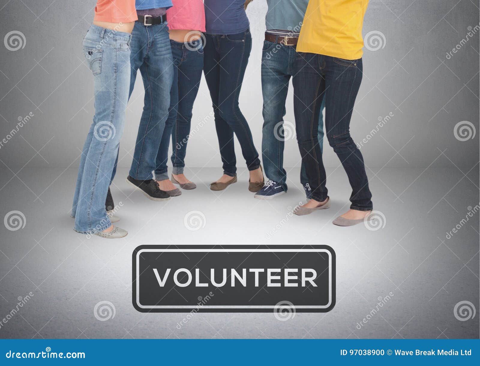 Group of Students Standing with Volunteer Text Stock Illustration ...