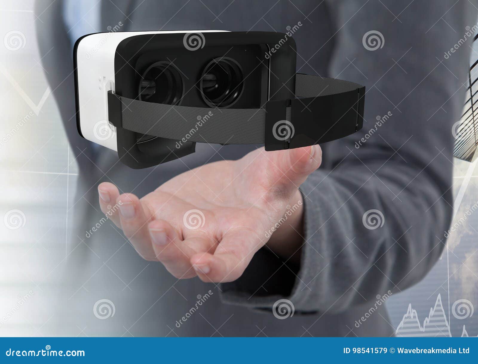 Hand Holding and Interacting with Virtual Reality Headset with ...