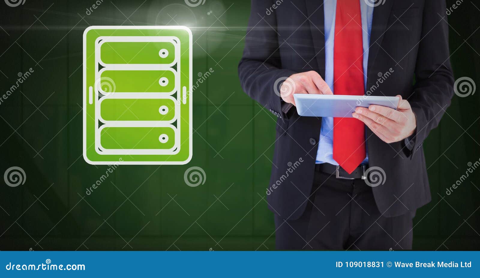 Hand Holding Tablet with Server Icon Stock Image - Image of corporate ...