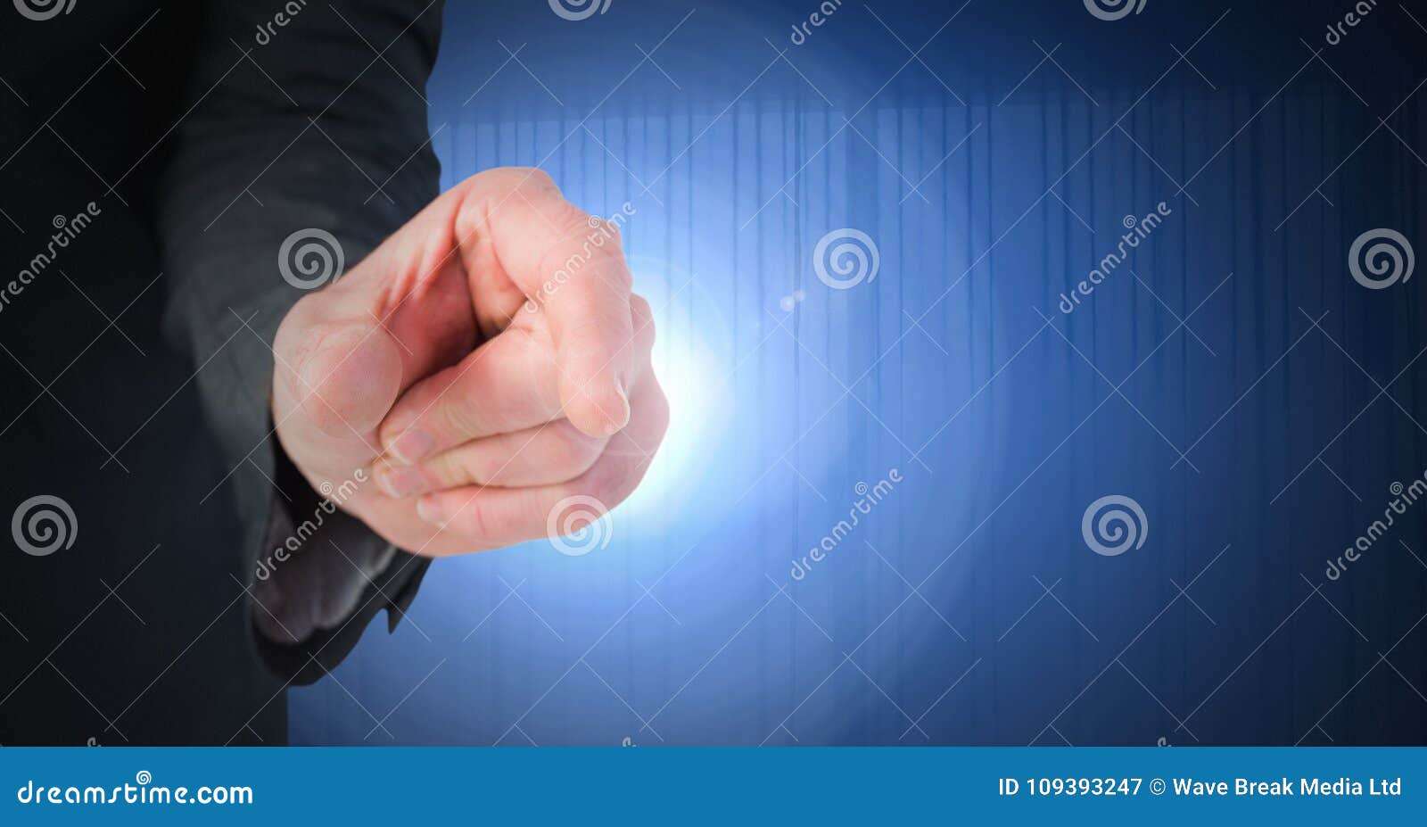 Hand Pointing with Blue Background Stock Image - Image of computer ...