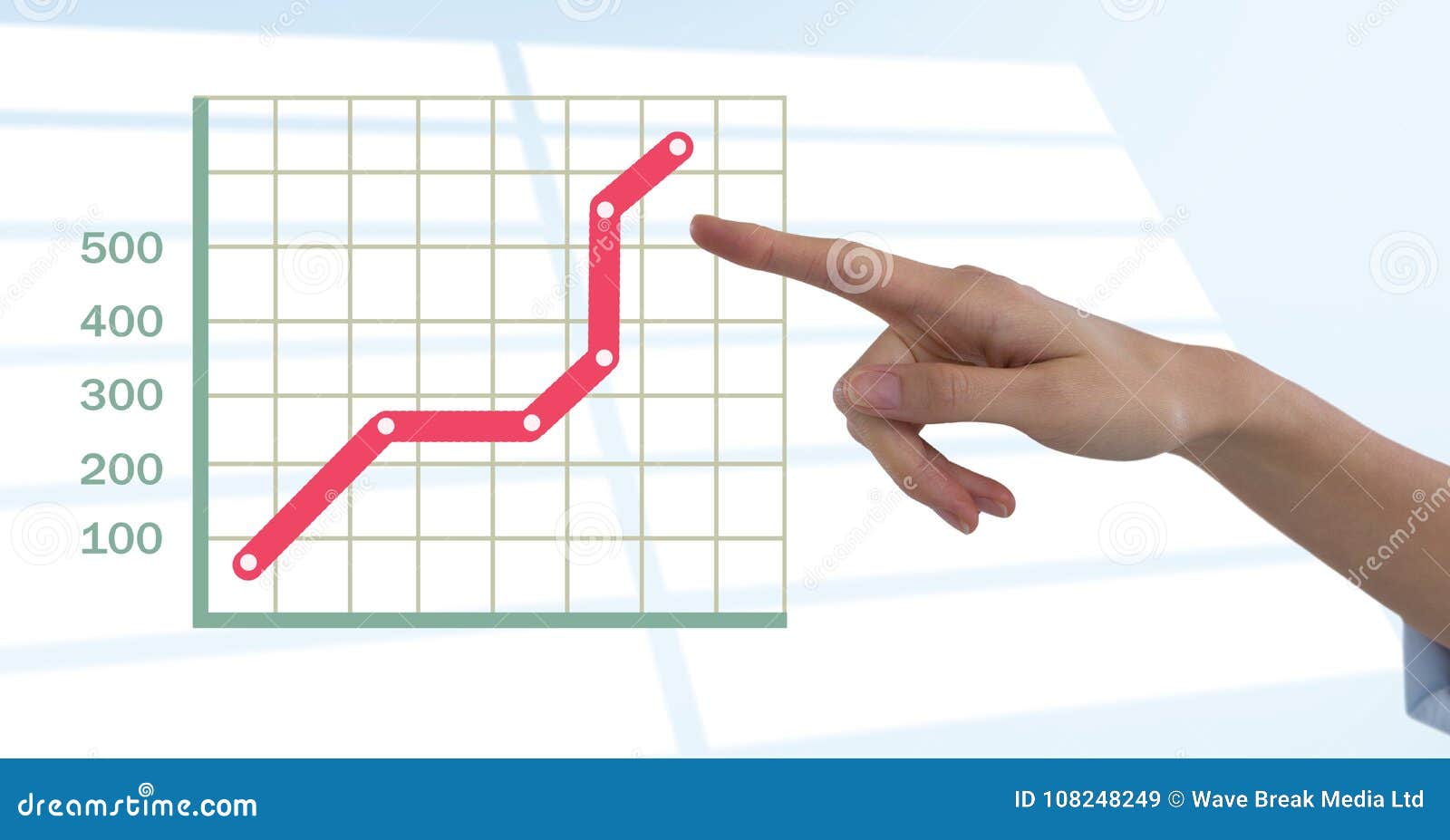 Hand Pointing with Grid Chart Statistics Stock Illustration ...