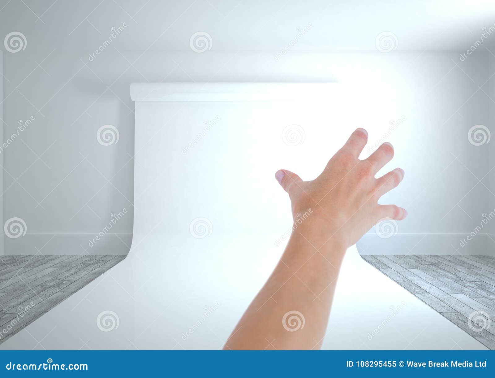 Hand Reaching with Paper on Wall Stock Image - Image of woman ...