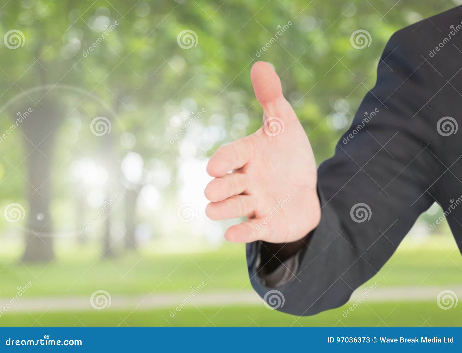 Hand shake arm in park stock image. Image of parkland - 97036373