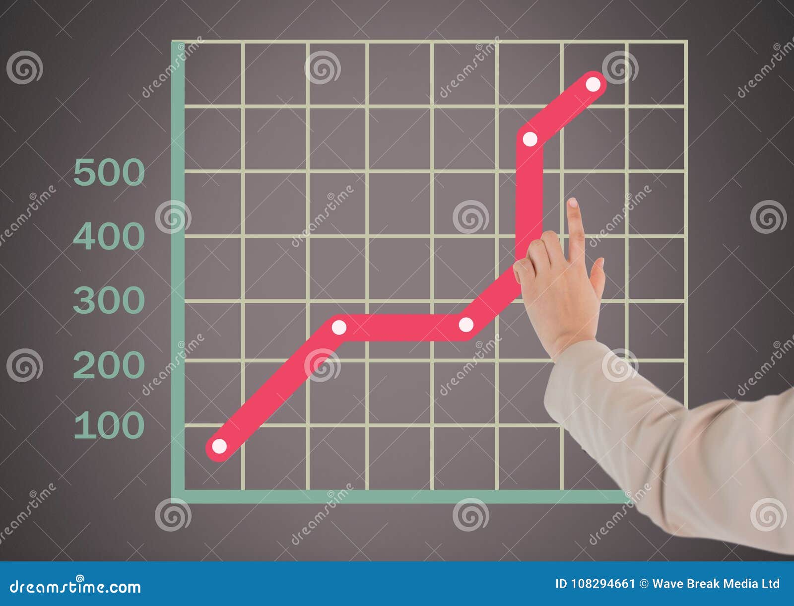 Hand Touching with Chart Statistics Grid Stock Image - Image of ...