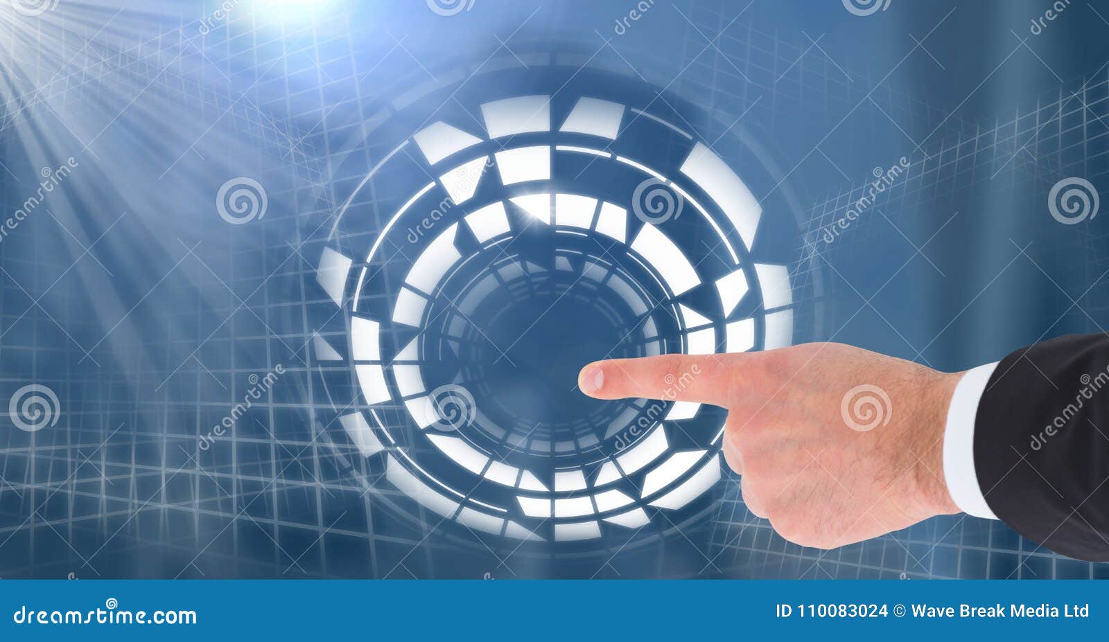 Hand Touching Circle Interface Stock Photo - Image of flash, business ...