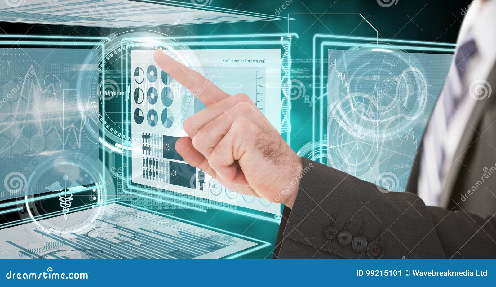 Hand Touching and Interacting with Technology Interface Panels Stock ...