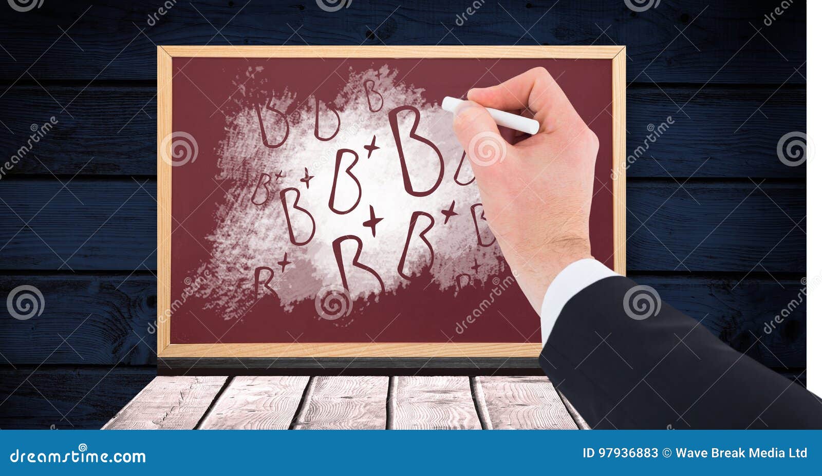 Hand Writing B+ Grade Letters on Blackboard Stock Image - Image of ...