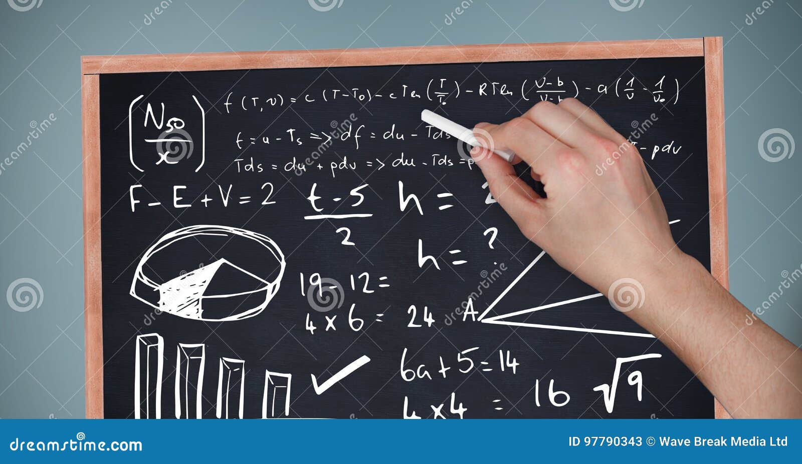 Hand Writing Equations on Blackboard Stock Image - Image of blackboard ...