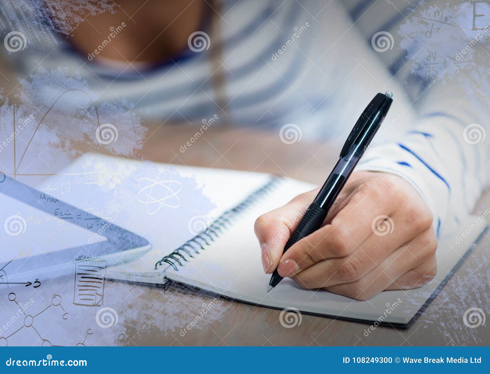 Hand Writing with Graph Overlays Stock Illustration - Illustration of ...
