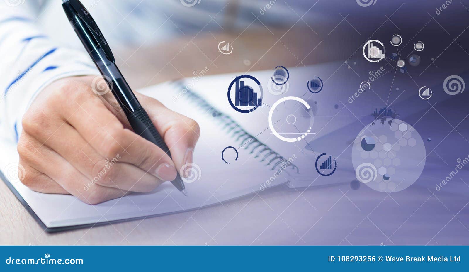 Hand Writing with Graph Overlays Stock Photo - Image of defocused ...