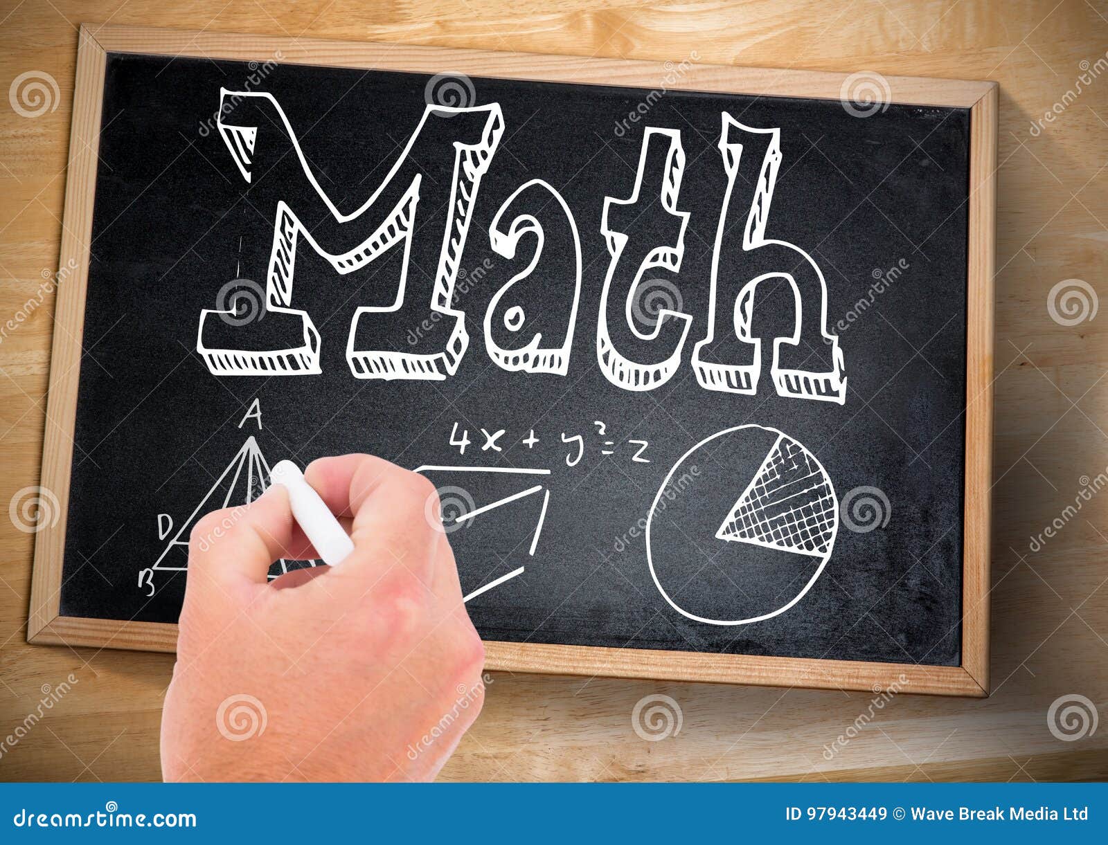 Hand Writing Math Equations on Blackboard with Chalk Stock Image ...