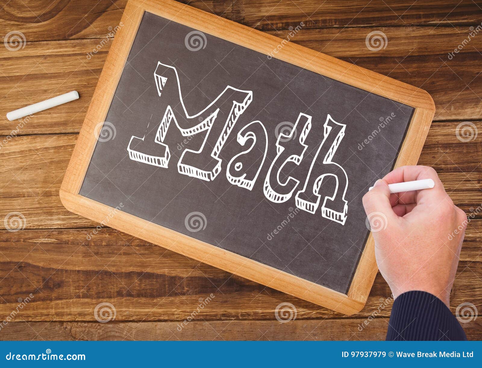 Hand Writing Math Text on Blackboard Stock Image - Image of adult ...