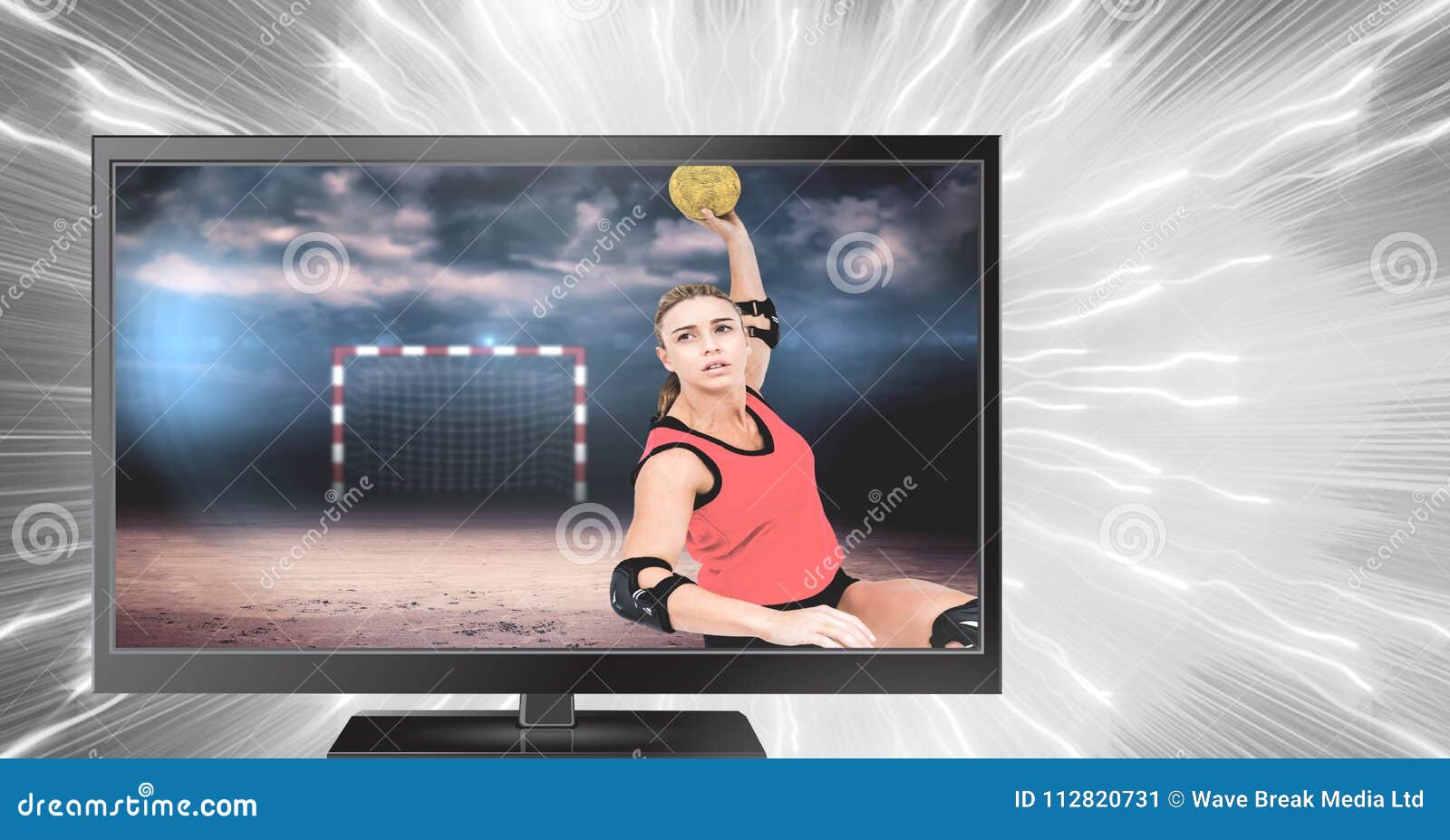 Handball Player on Television Stock Image - Image of athletics ...