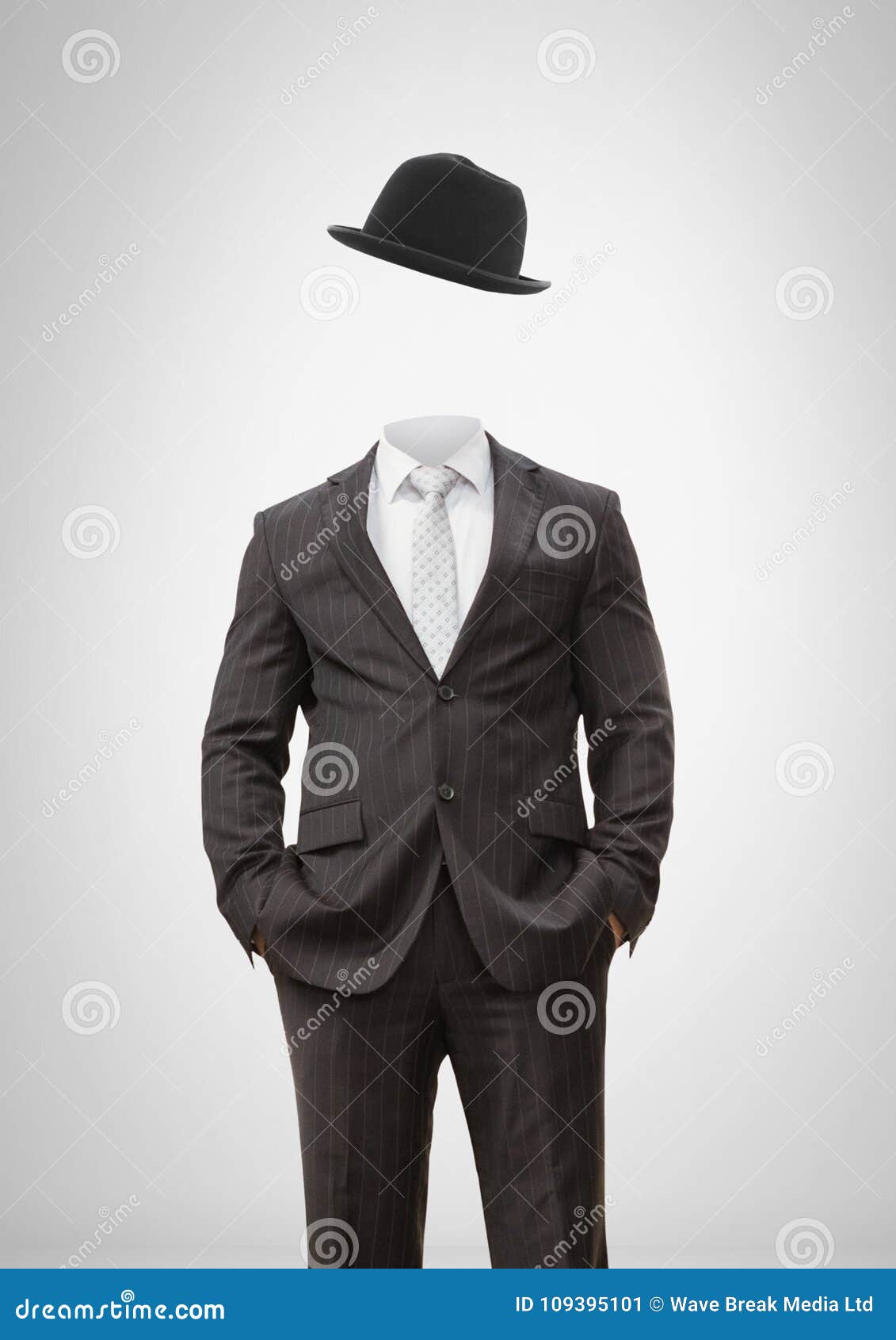 Headless Man with Surreal Floating Hat Stock Image - Image of white ...
