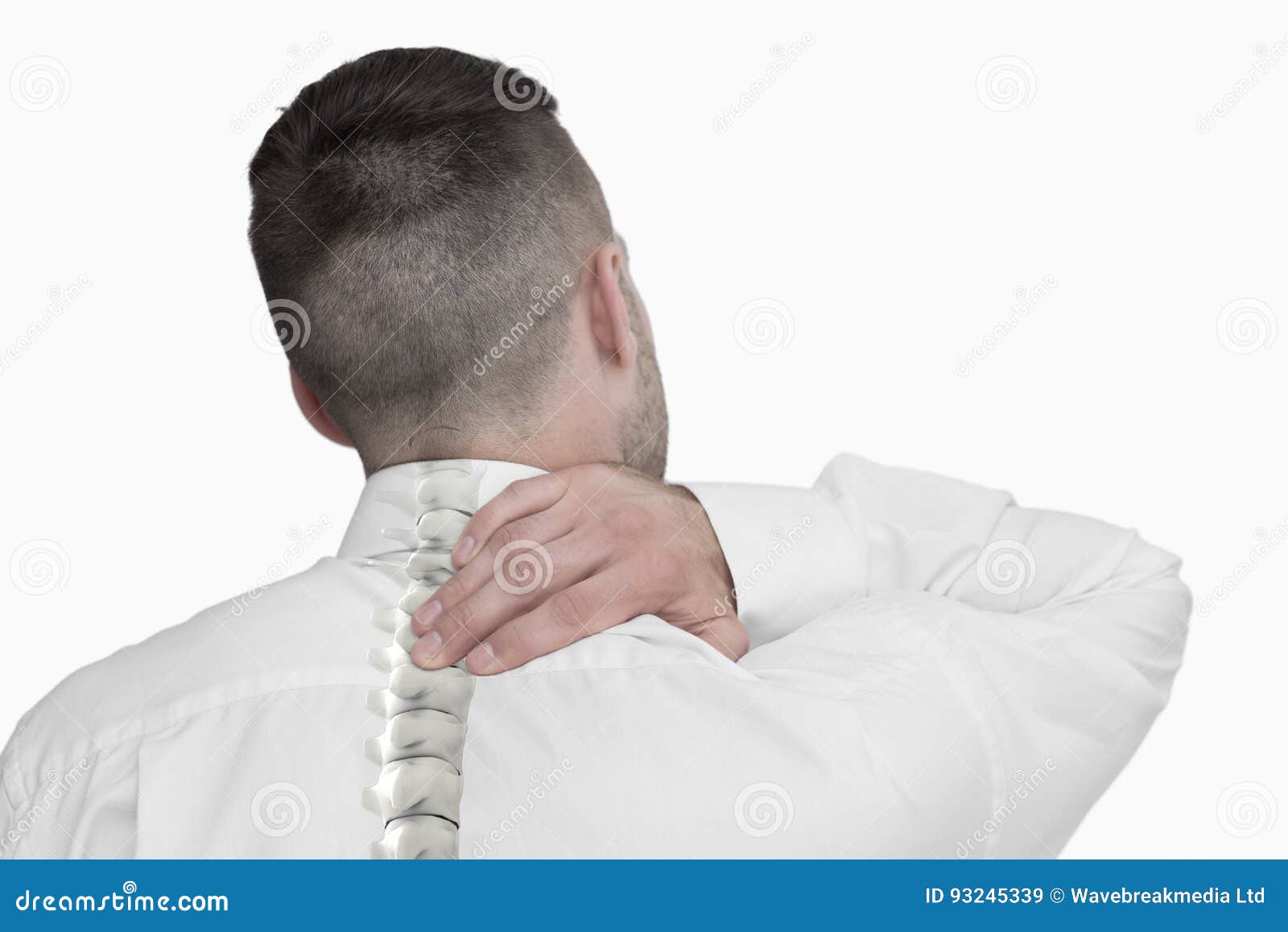 Digital Composite of Highlighted Spine of Man with Back Pain Stock ...