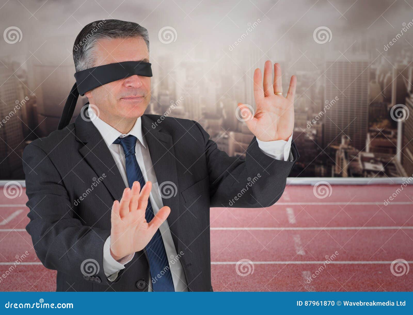 Digital Composite Image of Blind Folded Businessman Stock Photo - Image ...