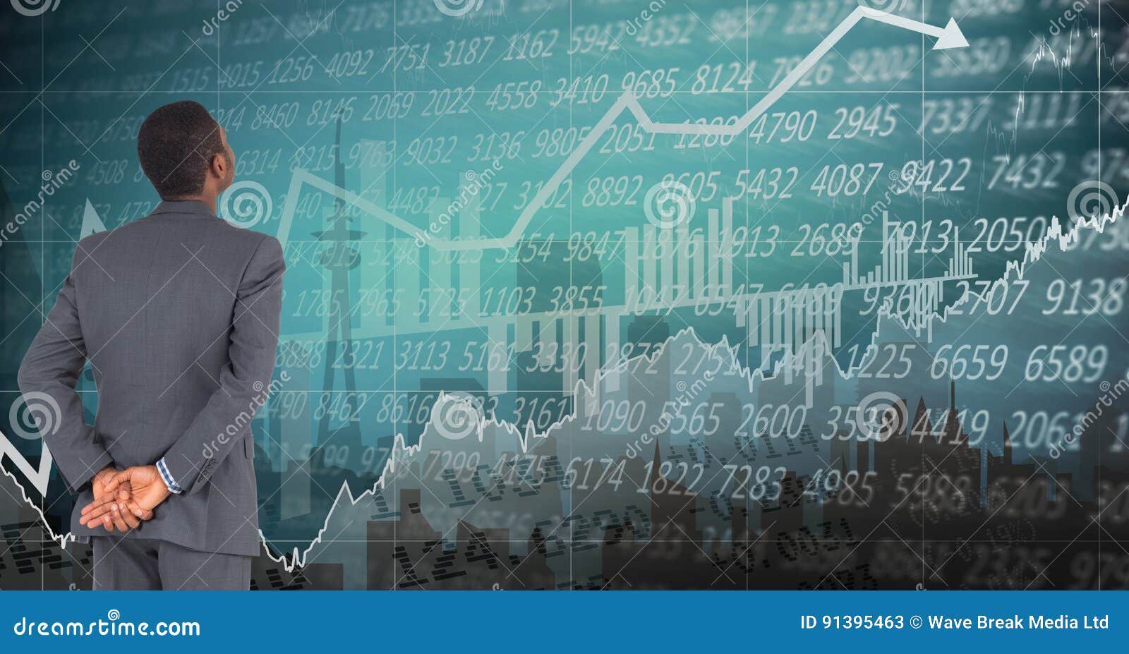 Digital Composite Image of Businessman Looking at Data on Screen Stock ...