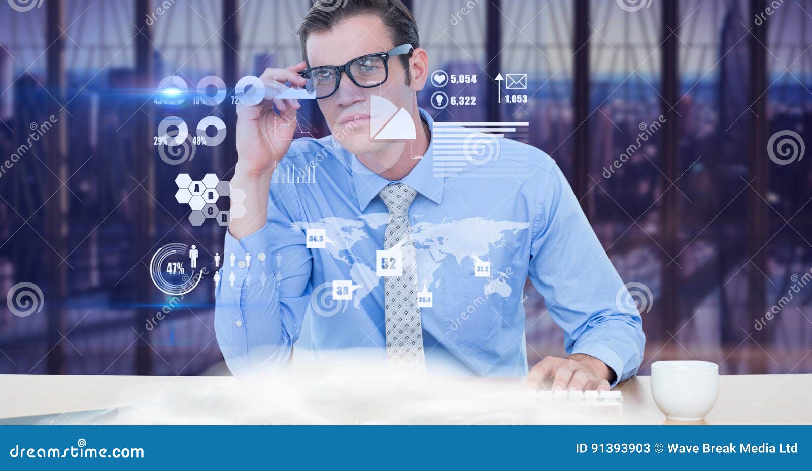 Digital Composite Image of Businessman Looking at Virtual Screen Stock ...