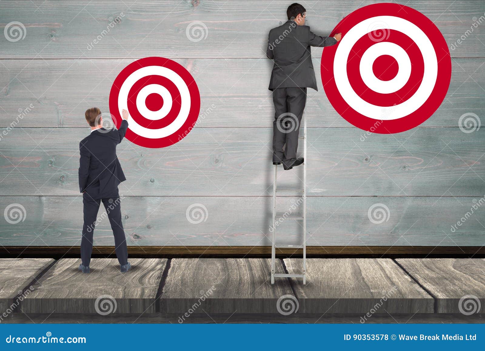 Digital Composite Image of Businessman Setting Targets on Wall Stock ...