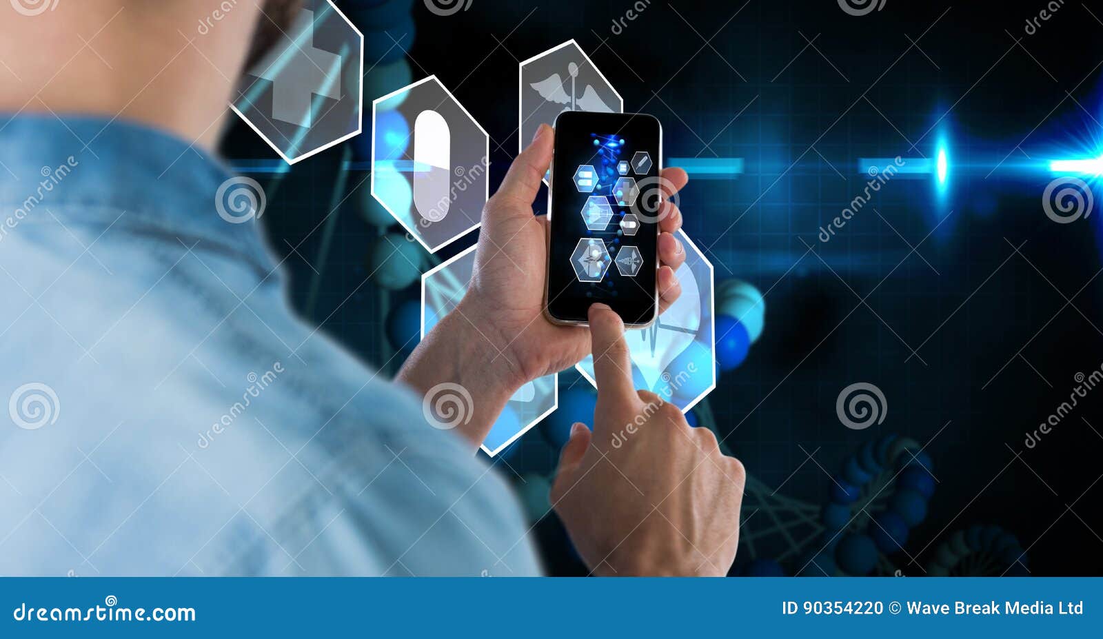 Digital Composite Image of Businessman Using Smart Phone with Virtual ...