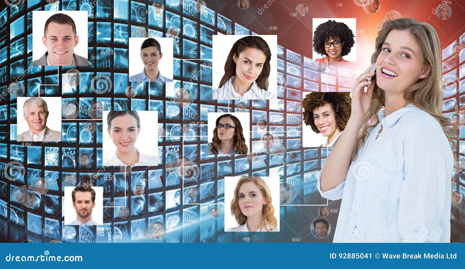 Digital Composite Image of Businesswoman Using Mobile Phone by ... Digital Composite Image of Businesswoman Using Mobile Phone by ...