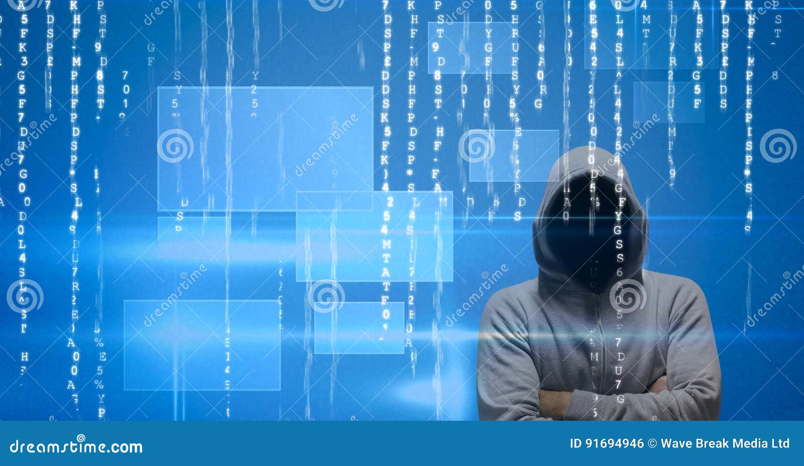 Digital Composite Image of Hacker Standing Arms Crossed Stock ...